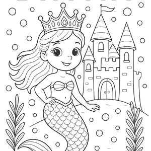 Personalized Mermaid Coloring Book: Kids' DIY Art Activity (digital ...
