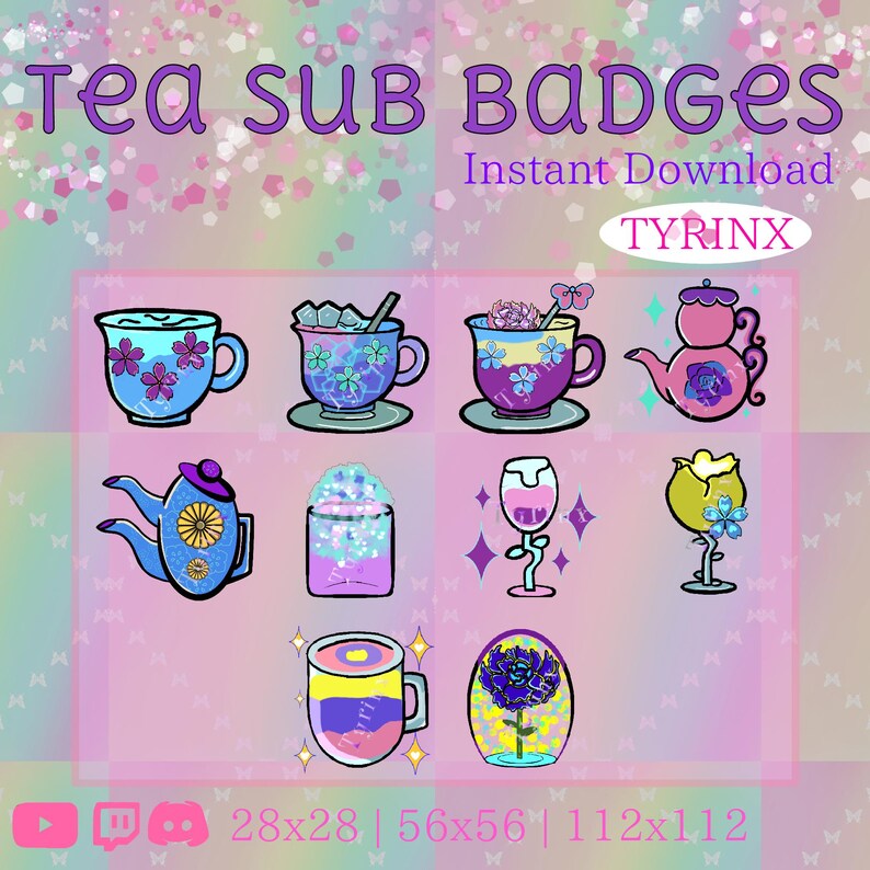 Kawaii Tea Evolution Sub Badges – Cute Tea Cup Twitch & Discord Icons ...