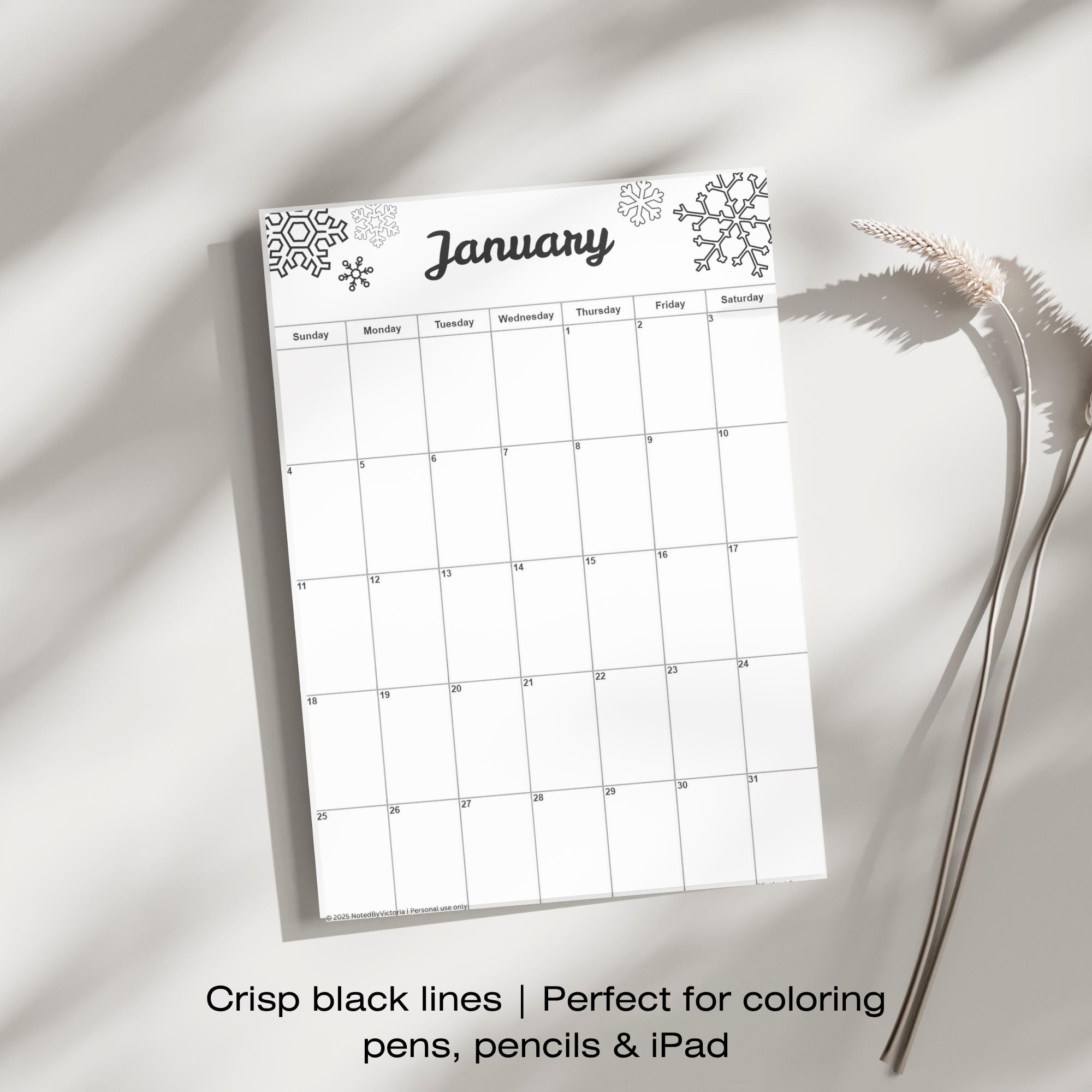 Coloring Calendar 2025–2026 Printable Monthly Planner PDF Sept–aug ...