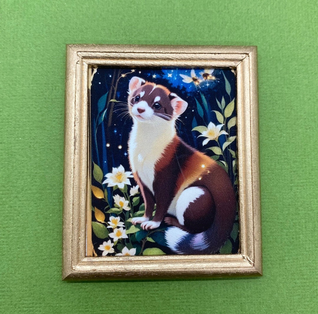 Absolutely Adorable Ferret Miniature Picture, Forest Friends Dollhouse ...