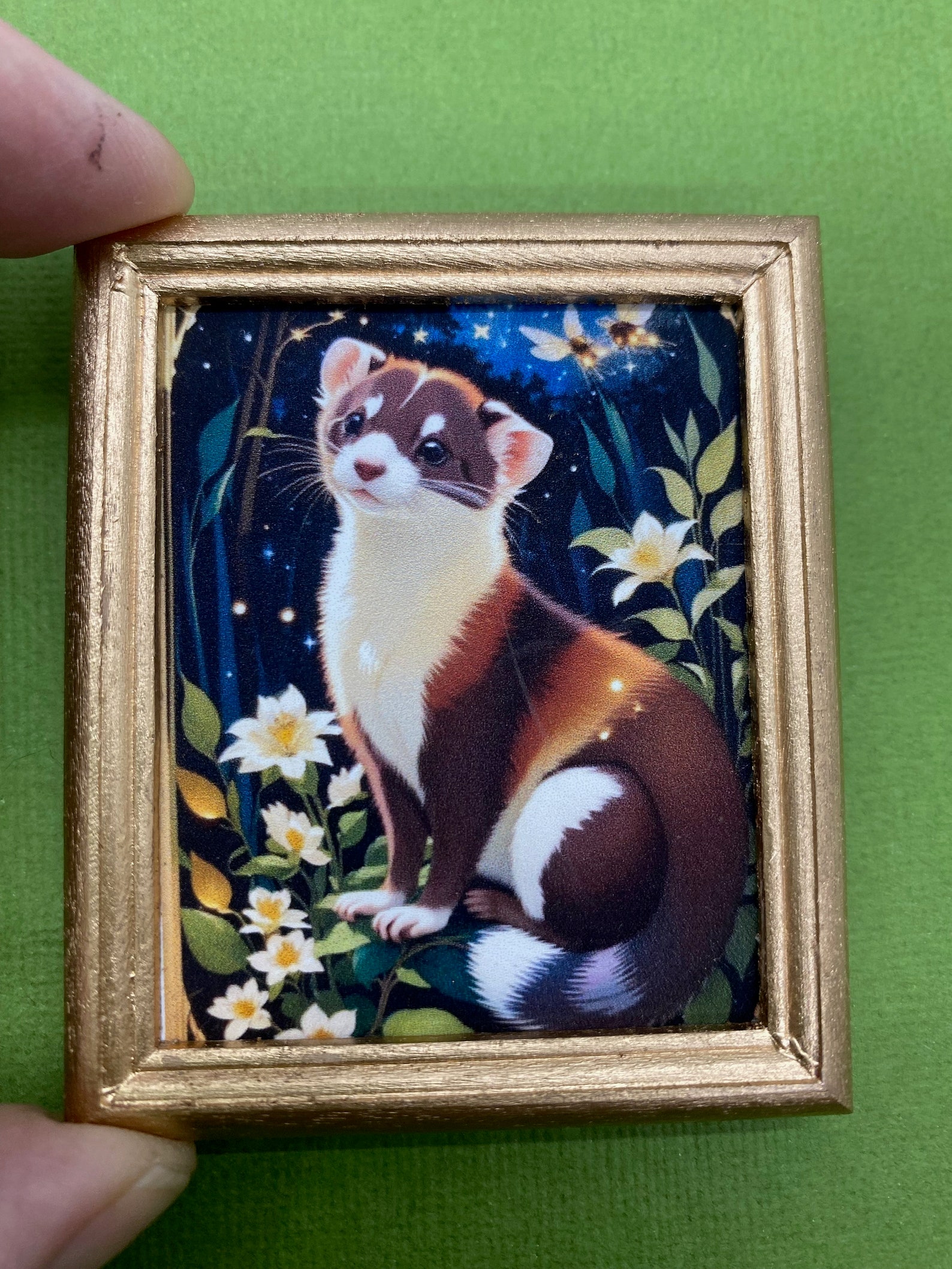 Absolutely Adorable Ferret Miniature Picture, Forest Friends Dollhouse ...