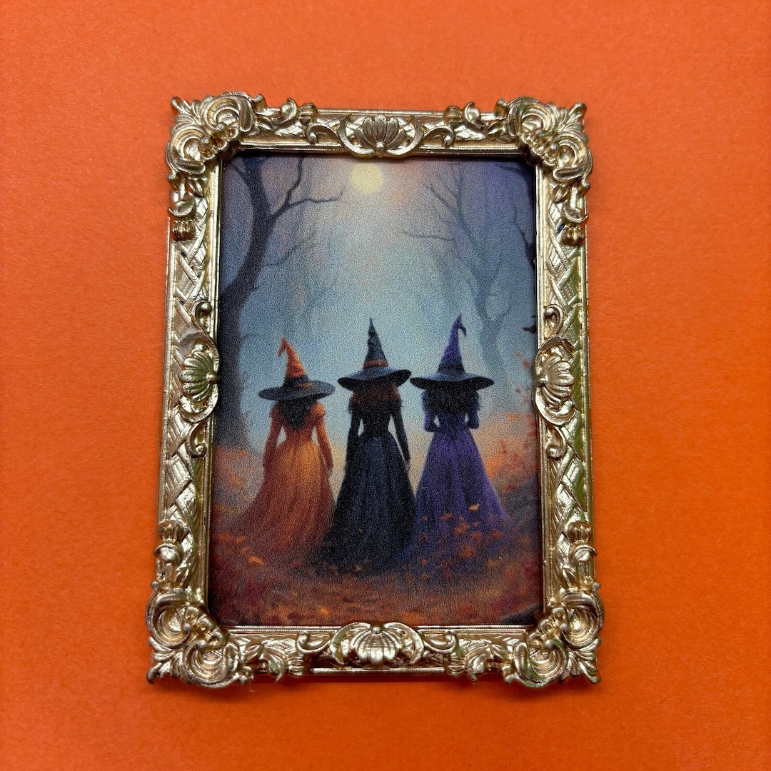 Three Witches Picture for Your Halloween Dollhouse, Whimsical Witch ...