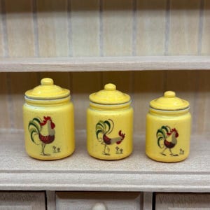 Miniature Vintage Style Canister Set for Your Dollhouse Kitchen, Yellow ...