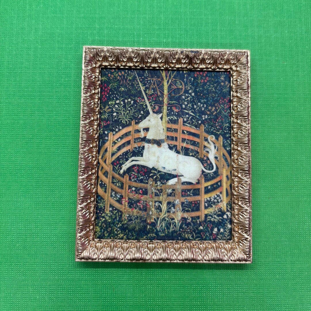 Unicorn Rests in a Garden Picture for Your Miniature Castle, Dollhouse ...