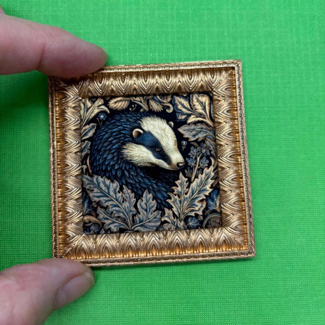 Miniature Picture of a Badger in an Elegant Frame, Forest Friends ...