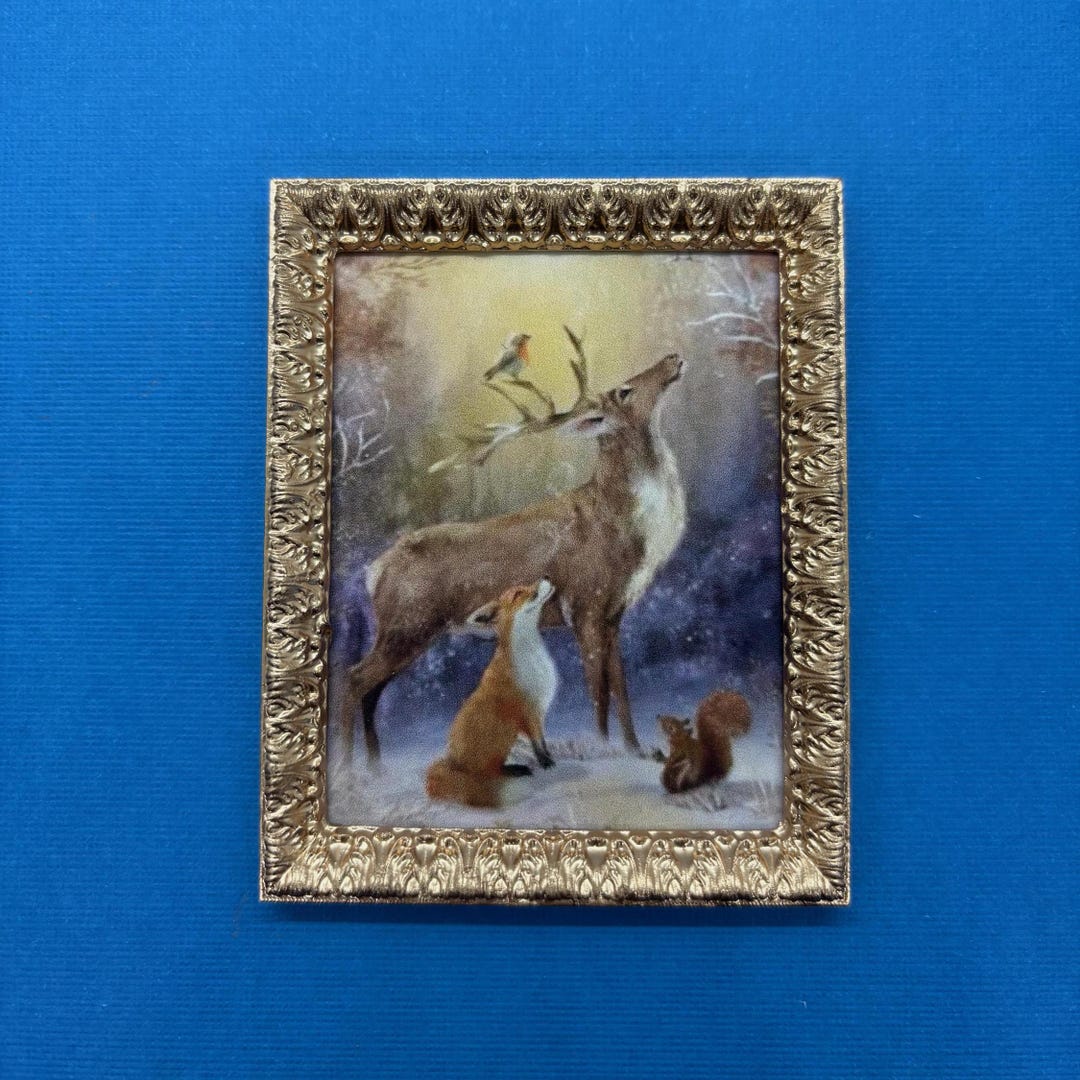 Forest Animals Dollhouse Picture, Cute Woodland Creatures in Miniature ...