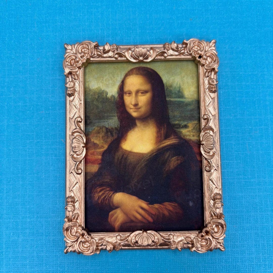 Mona Lisa Dollhouse Picture, Miniature Framed Print by Leonardo Davinci ...