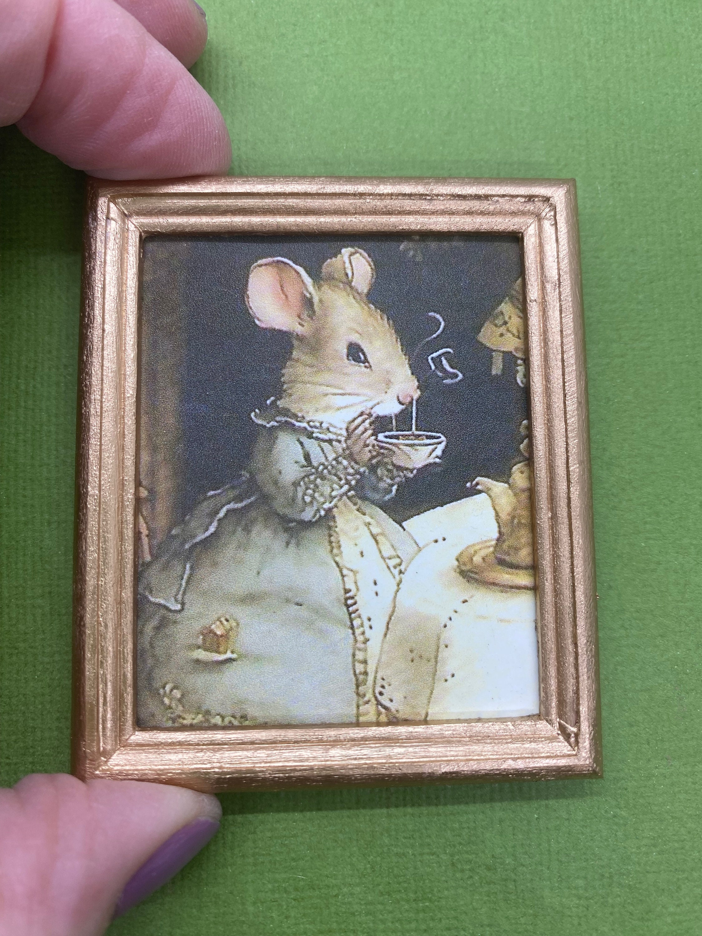 Mrs Mouse With a Tea Cup Miniature Framed Print, Fantasy Mouse in a ...