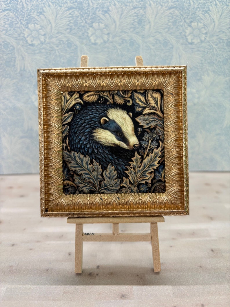 Miniature Picture of a Badger in an Elegant Frame, Forest Friends ...