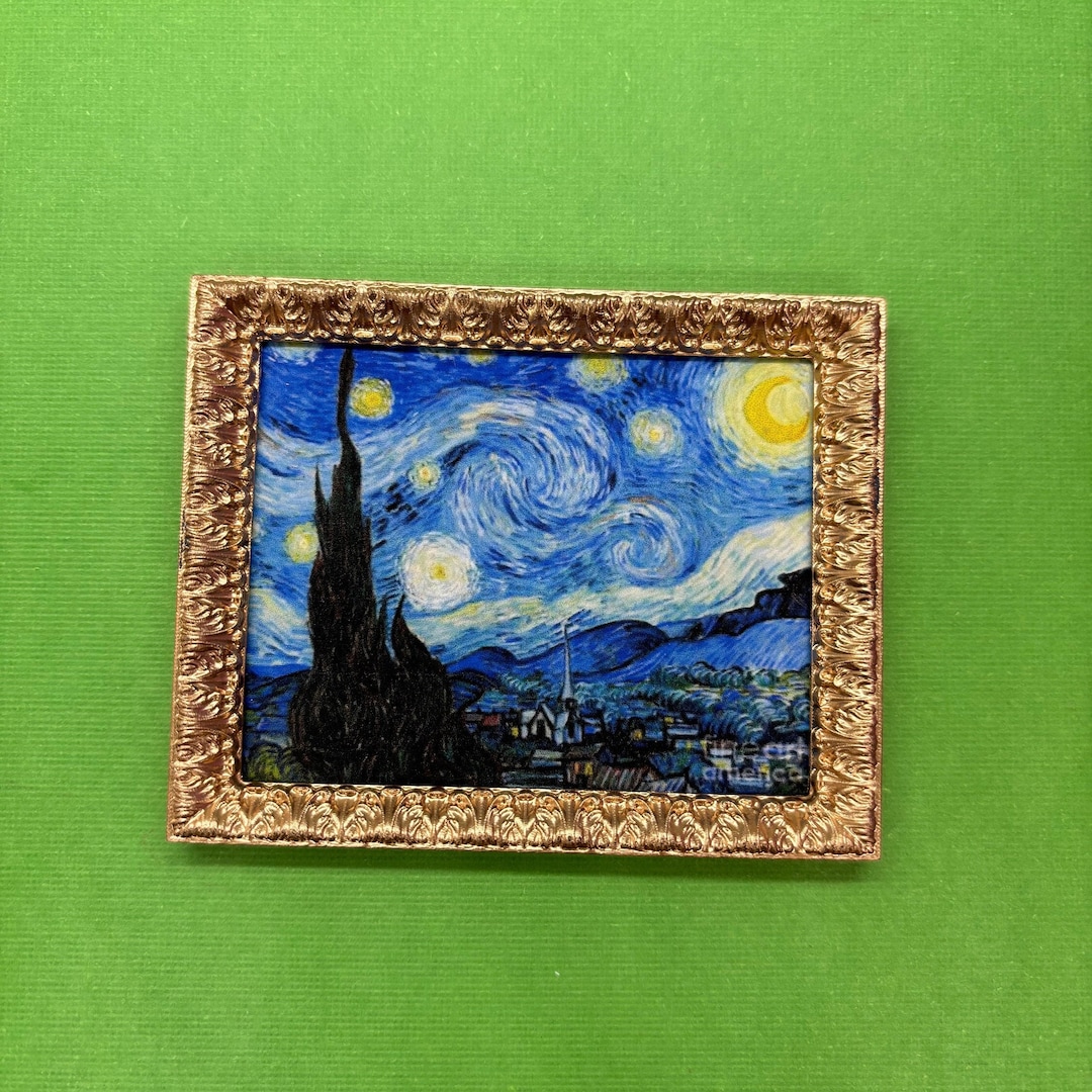Miniature Starry Night Picture by Van Gogh, Night Sky With Stars Framed ...