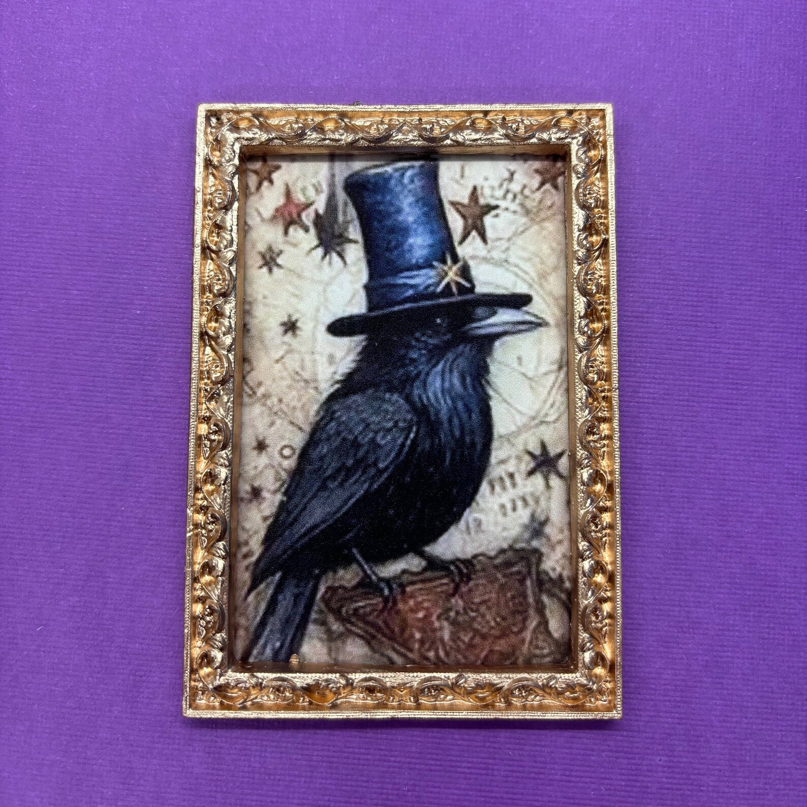 Raven Miniature Framed Print, Regal Crow Miniature Dollhouse Framed ...