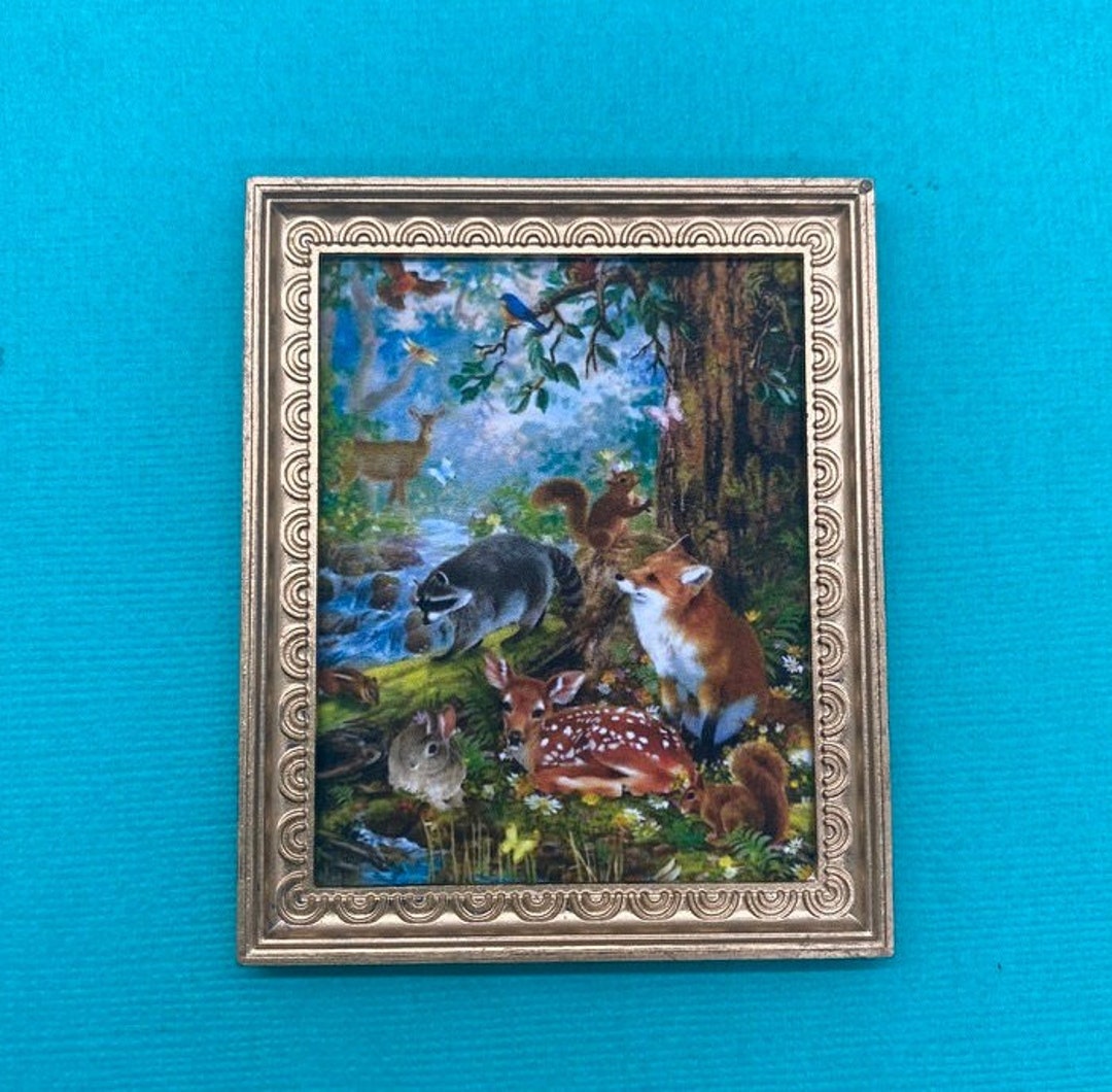 Forest Animals Dollhouse Picture, Cute Woodland Creatures in Miniature ...