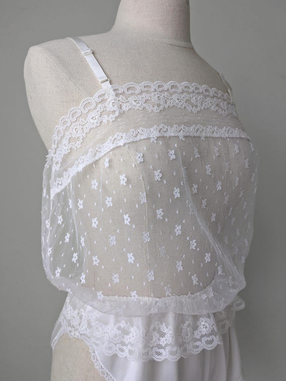 Vintage Sheer Lace Lingerie Teddy Bodysuit - Gem