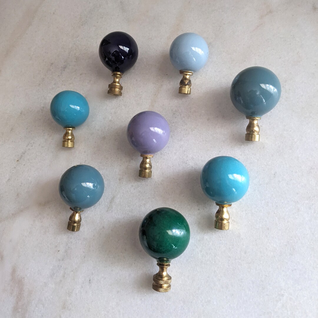 Vintage Ceramic Ball & Brass Lamp Shade Finial Lampshade Topper NOS ...