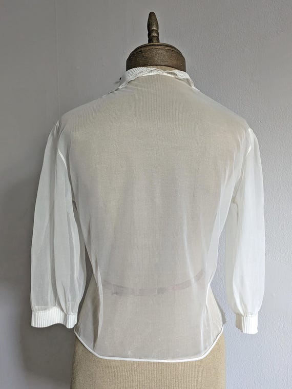 1950's Sheer Pleated & Peplum Sheer Blouse - Gem