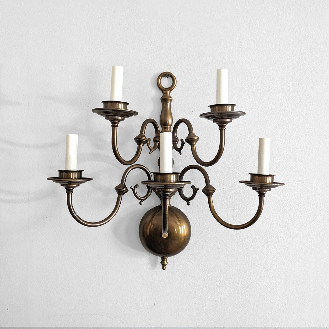Vintage Dutch Colonial Electric 5 Light Bronze Sconce - Etsy
