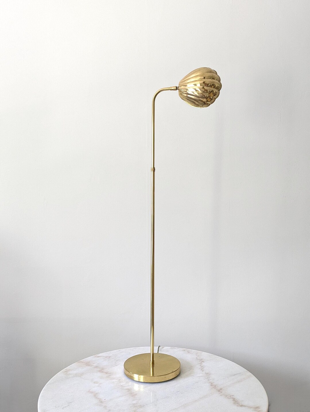 Vintage Brass Clam Shell Floor Lamp Mid Century Hollywood Regency Floor ...