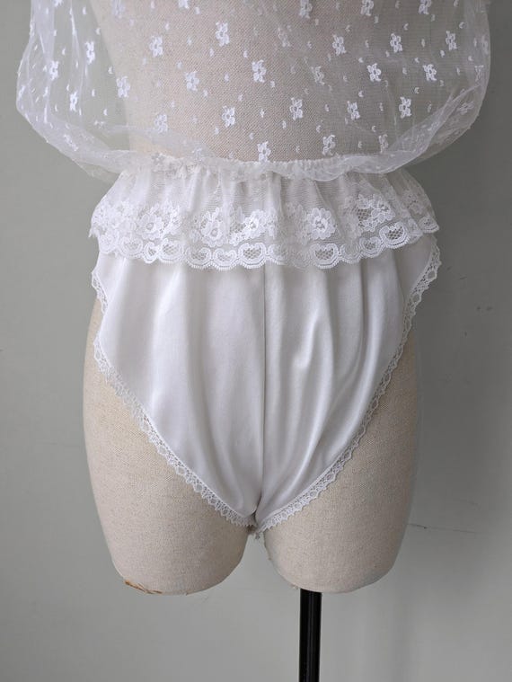 Vintage Sheer Lace Lingerie Teddy Bodysuit - Gem