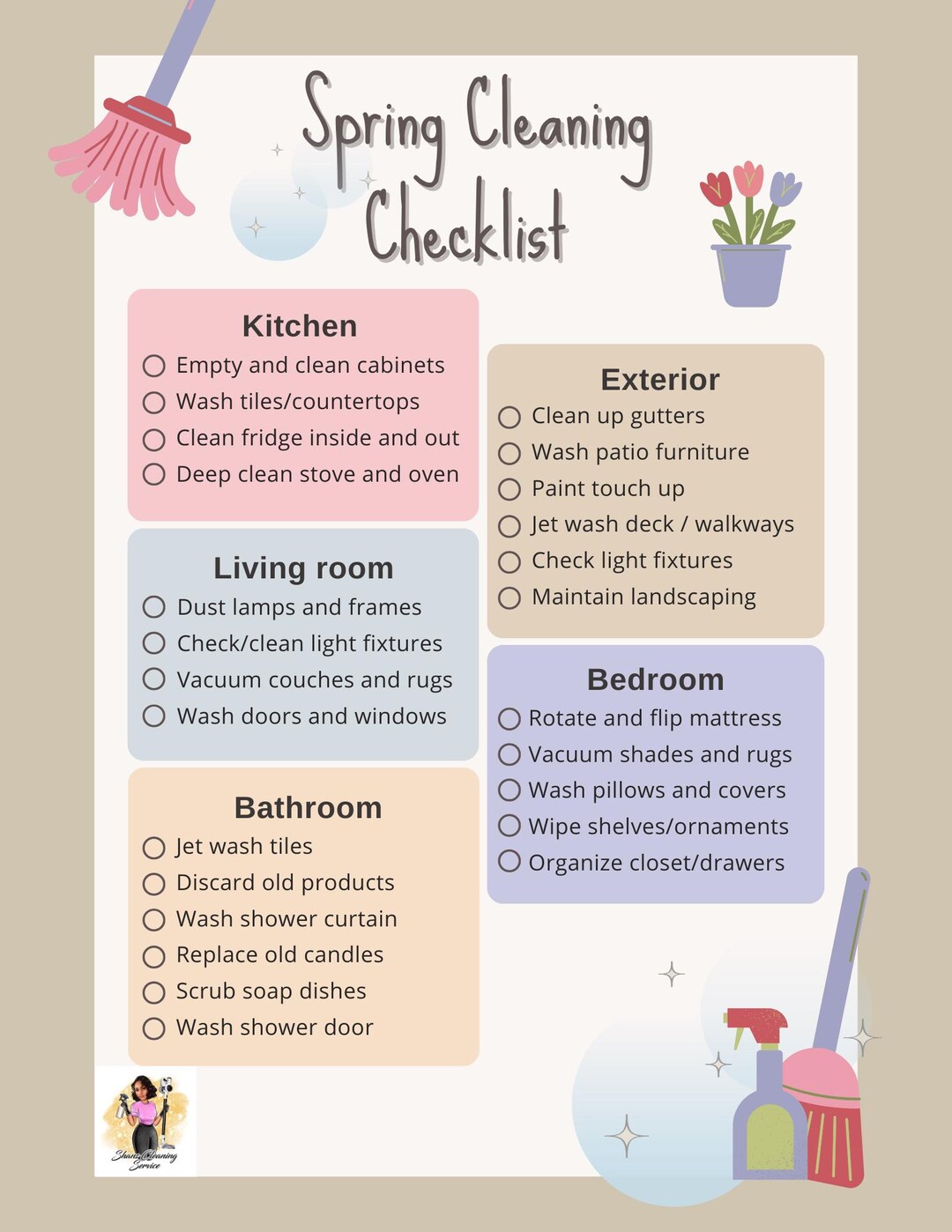 Spring Cleaning Check List - Etsy