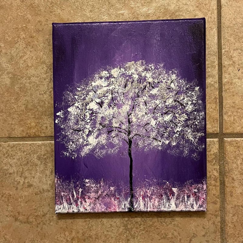 Purple Tree Painting - Etsy