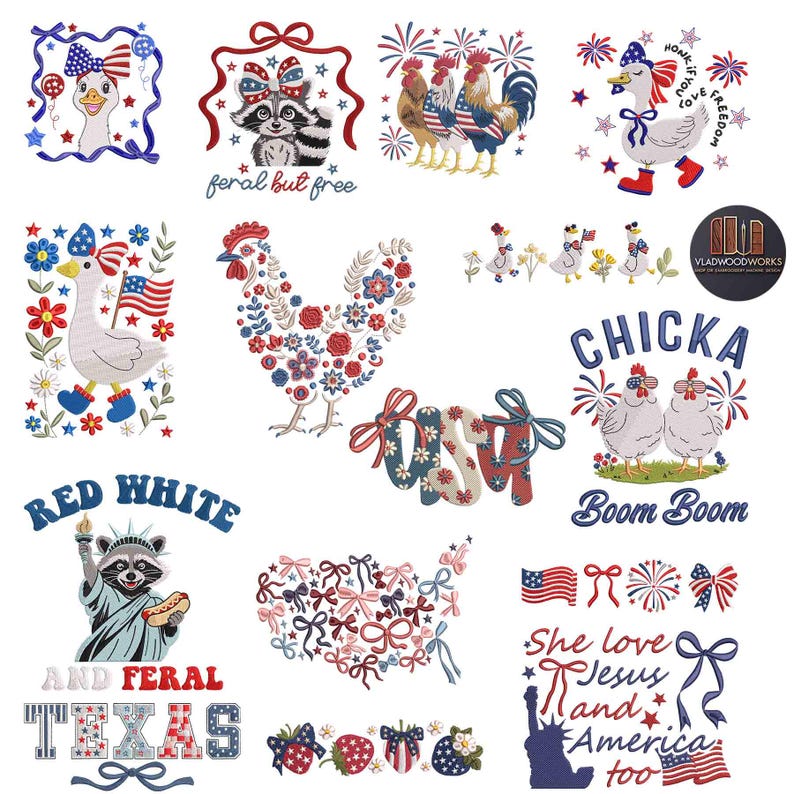 60+ 4th of July Embroidery Designs, Independence Day Machine Embroidery ...