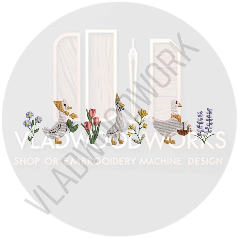Cute Goose Embroidery Design, Floral Goose Embroidery File, Animal ...