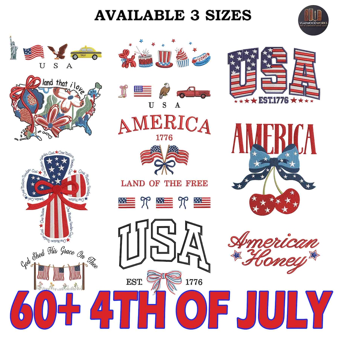 60+ 4th of July Embroidery Designs, Independence Day Machine Embroidery ...