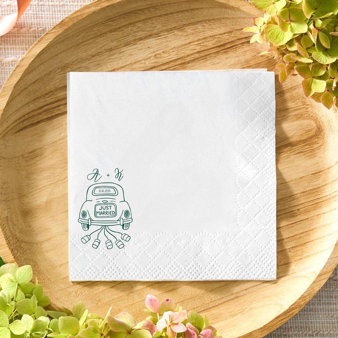 Personalized Wedding Car Napkins: Custom Engagement Party Decor - Etsy