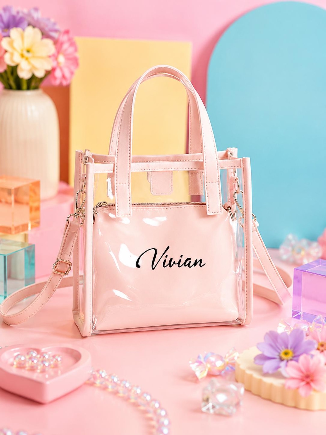 Personalized Clear Stadium Bag With Pouch, Custom PVC Crossbody Concert ...