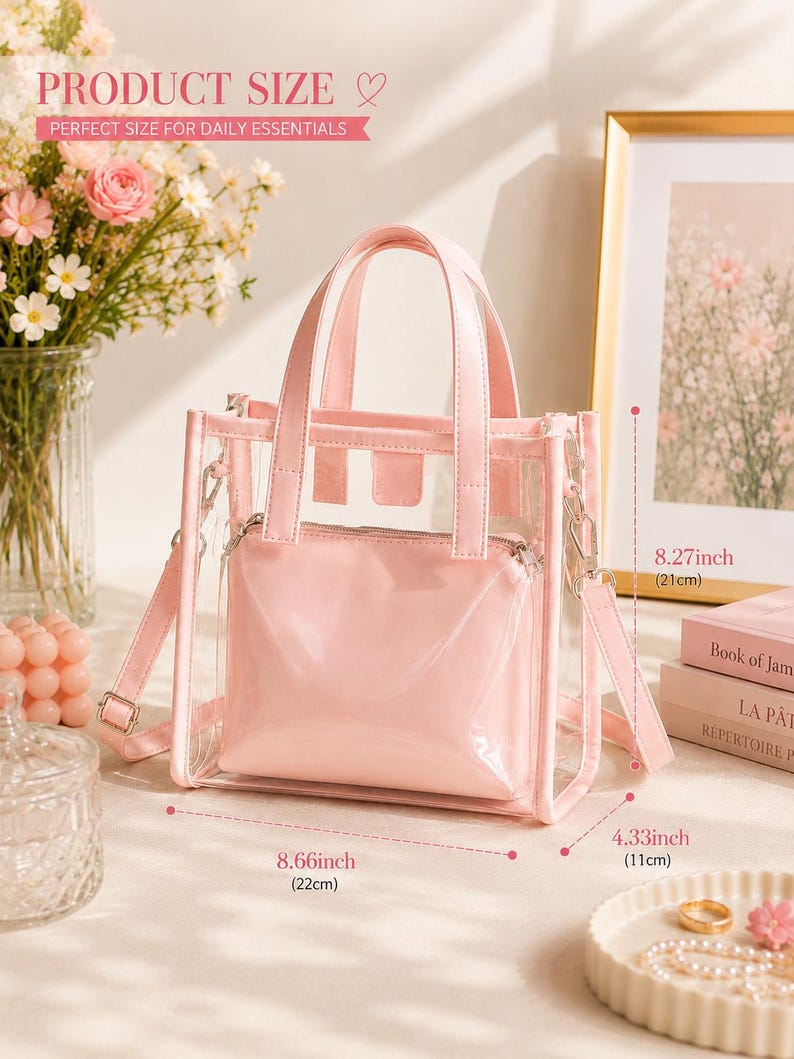 Personalized Clear Stadium Bag With Pouch, Custom PVC Crossbody Concert ...