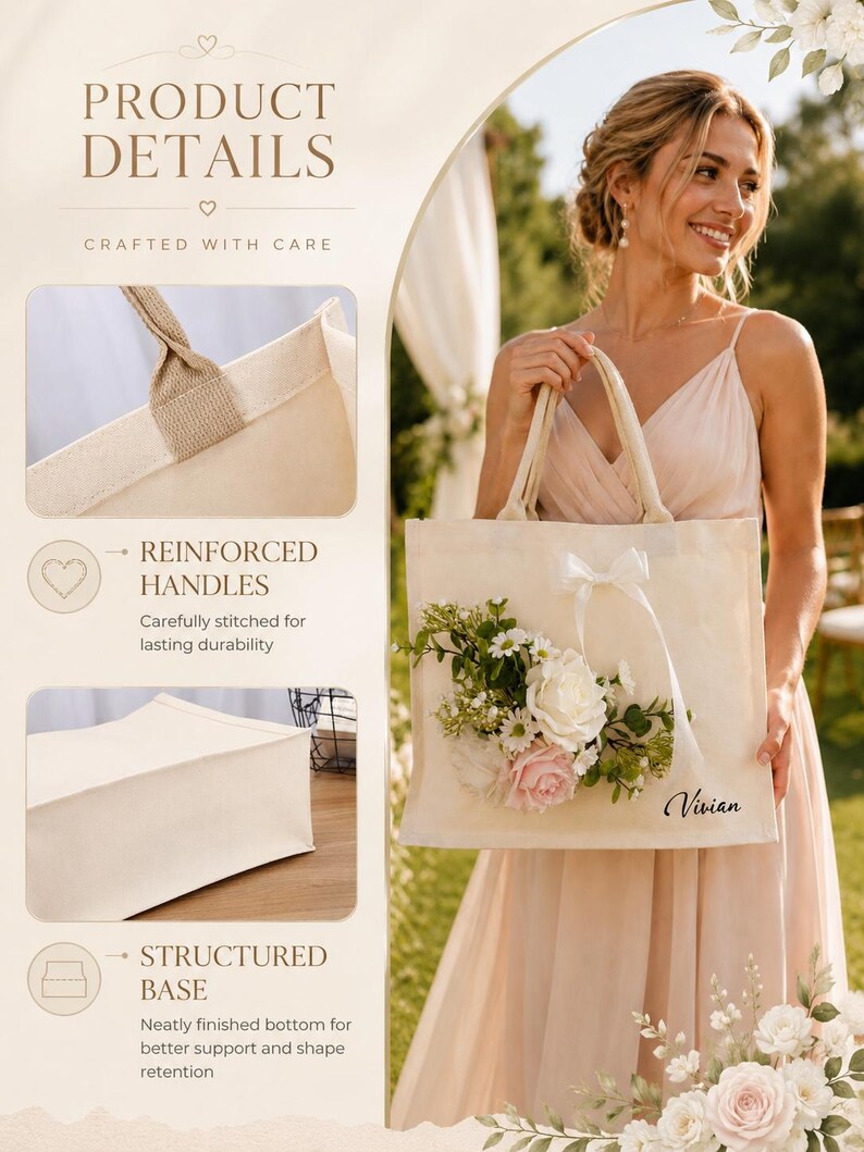 Personalized Wedding Tote Bag, Bridal Shower, Bridesmaid Canvas Bag ...