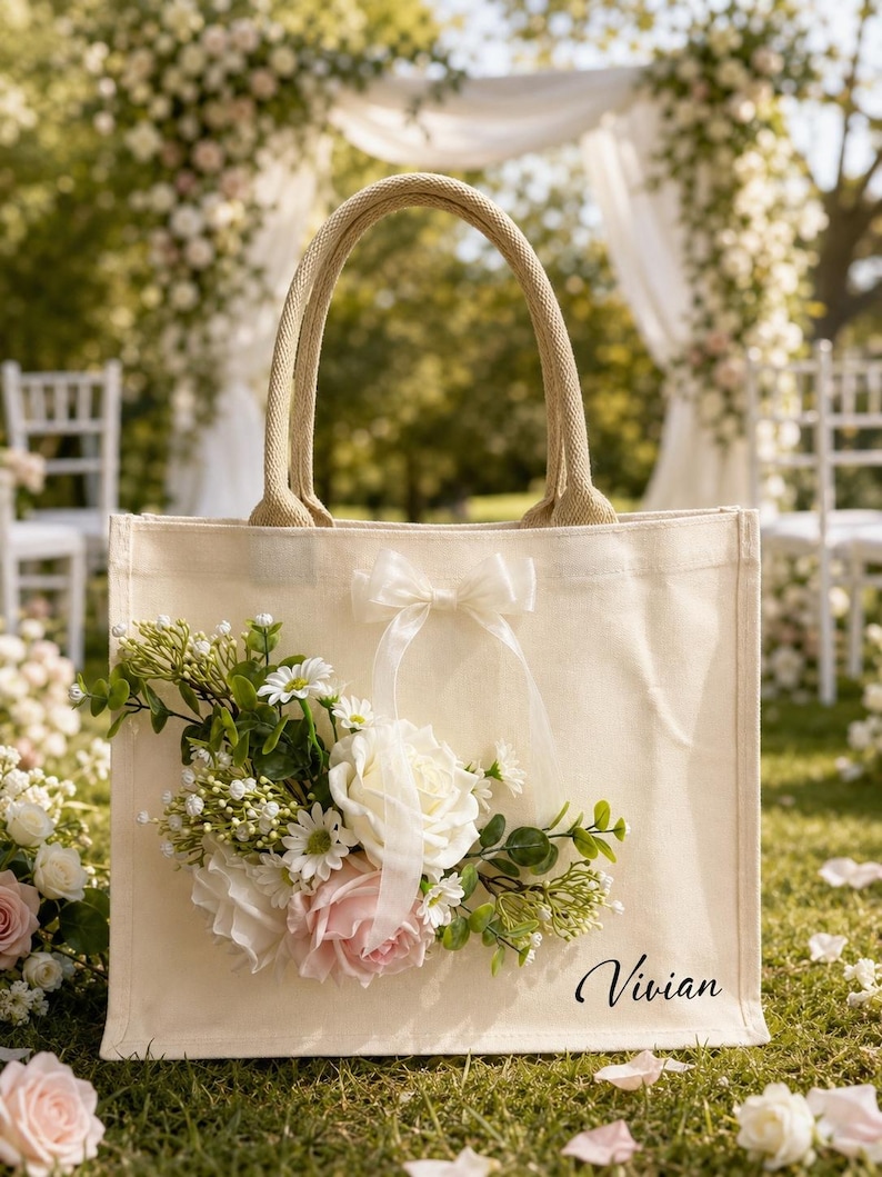 Personalized Wedding Tote Bag, Bridal Shower, Bridesmaid Canvas Bag ...