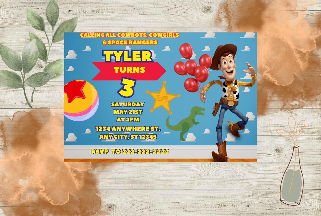 Toy Story Invitation Template. Editable Canva Digital Download, Howdy ...