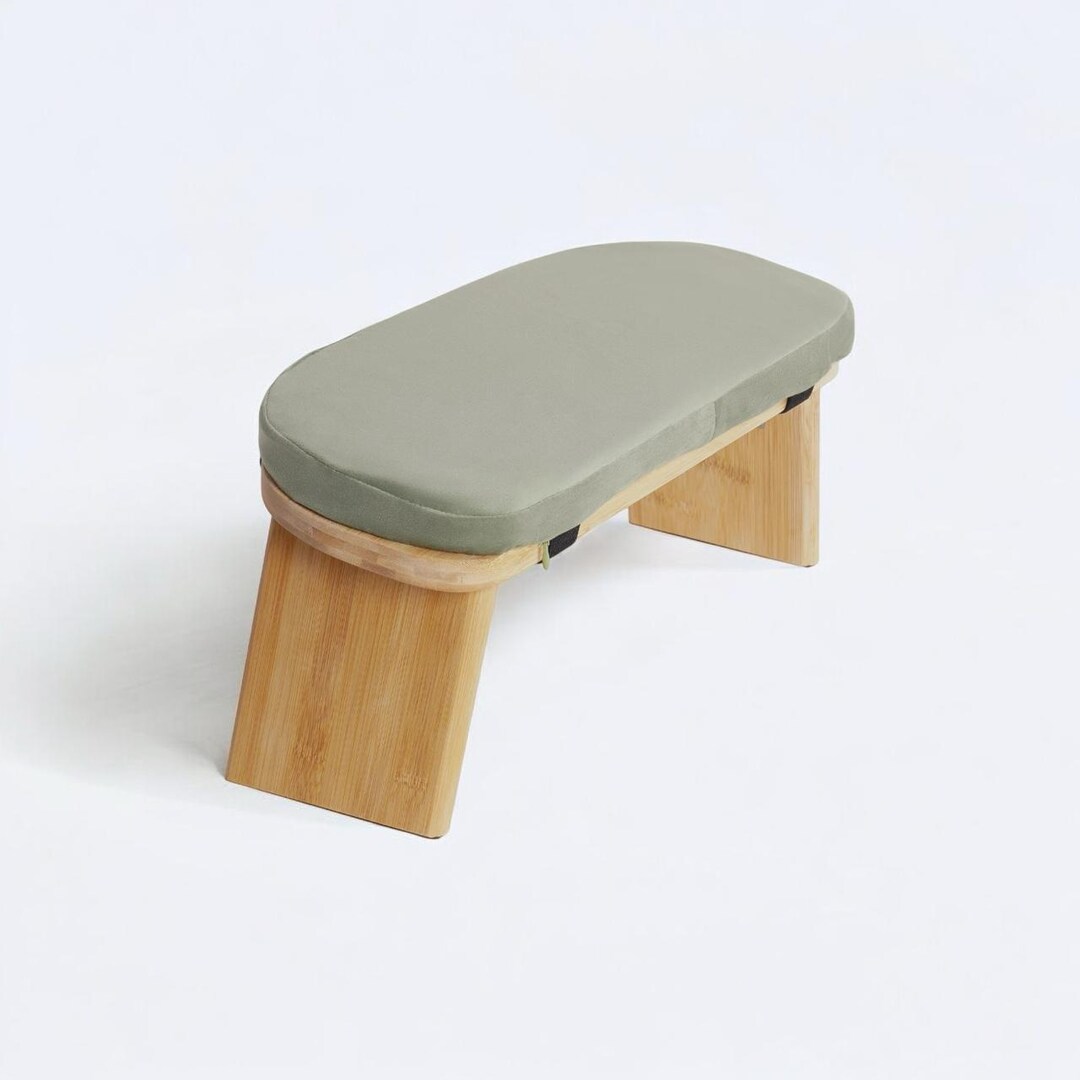 Wooden Meditation Bench - Ergonomic Zen Yoga Stool - Soft Cushion ...