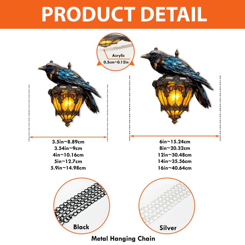 Gothic Raven on Lantern Acrylic Suncatcher, Halloween Crow on Lamp ...