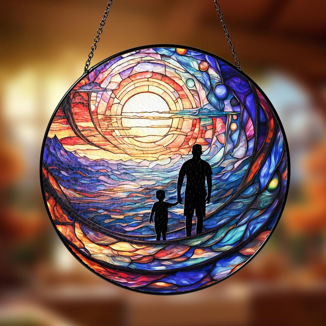 Custom Daddy and Me Suncatcher Ornament, Stained Glass Window Hanging ...