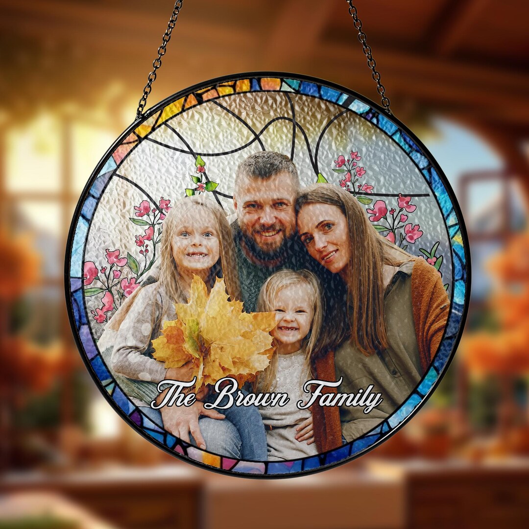Personalized Family Photo Stained Glass Suncatcher, Custom Family ...