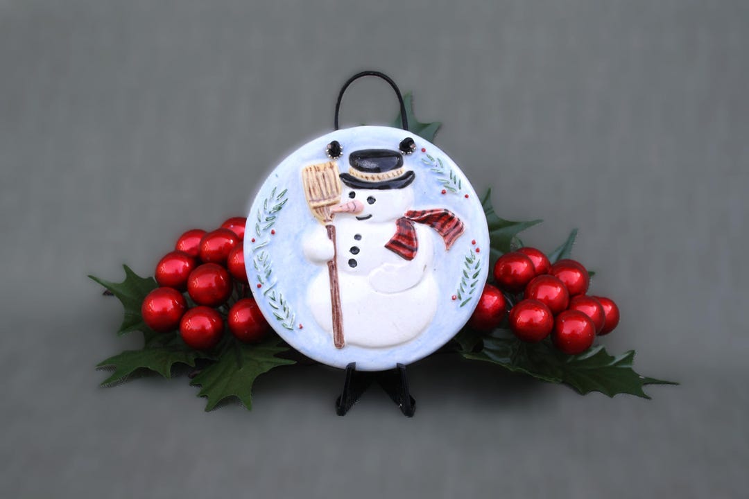 Collectible Hand-built Stoneware Hanging Tile or Ornament With a Hand ...