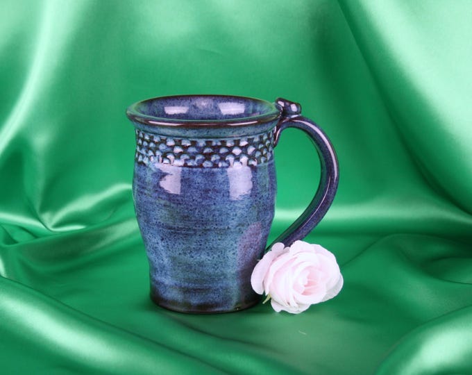 Large Wheel Thrown Mug With a Thumb Rest Featuring a Rich Shade of ...