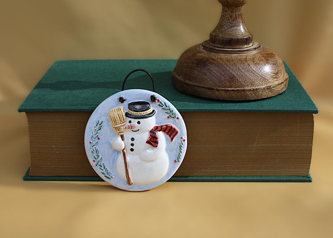 Collectible Hand-built Stoneware Hanging Tile or Ornament With a Hand ...