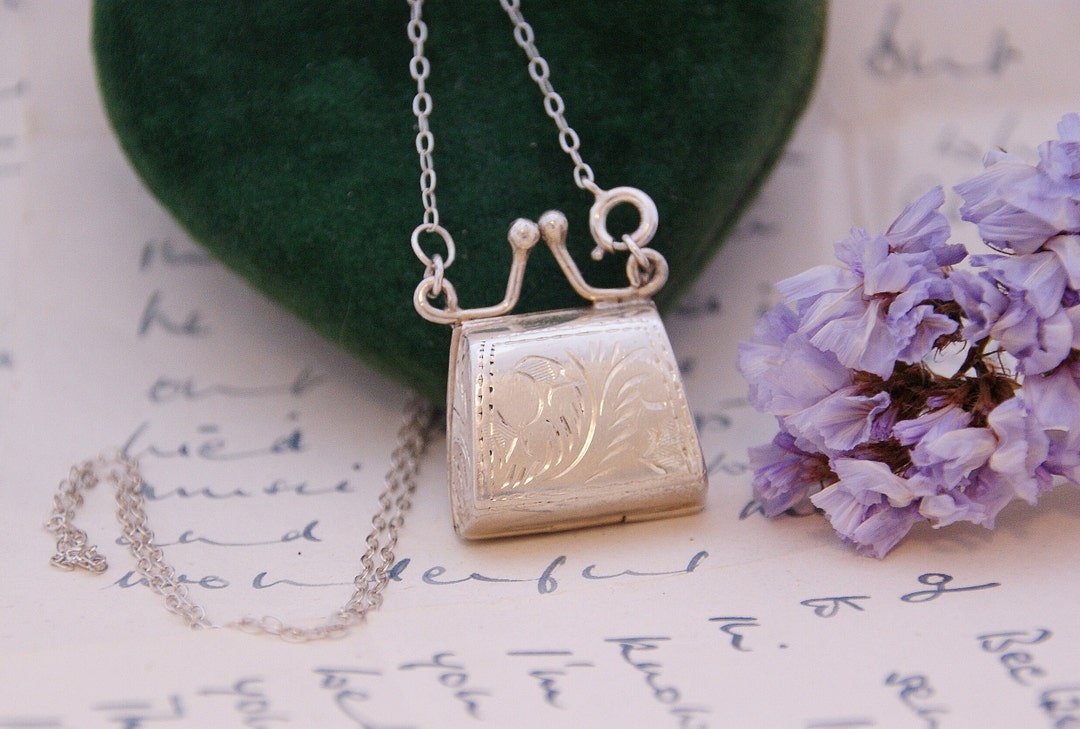 Vintage Unusual Sterling Silver Locket Bag Pendant & Chain Necklace - Etsy