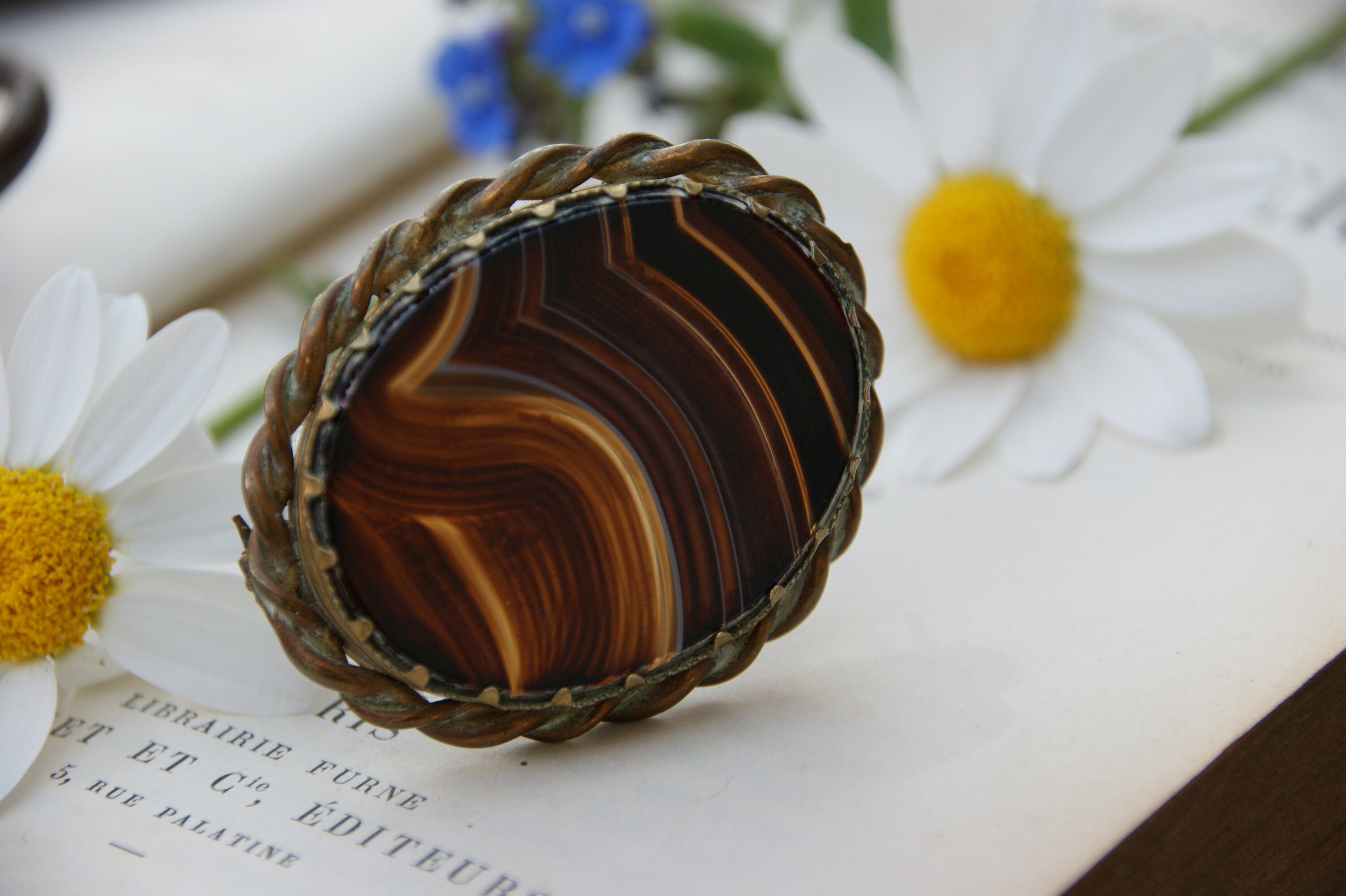 Antique Fabulous Victorian Ribbon Agate Brooch Pin | Etsy