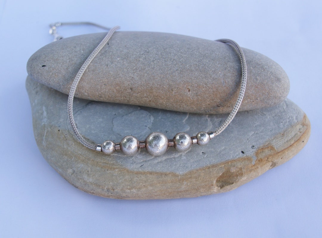 Fabulous - Chunky Sterling Silver - Ball & Foxtail Chain - Necklace - Etsy