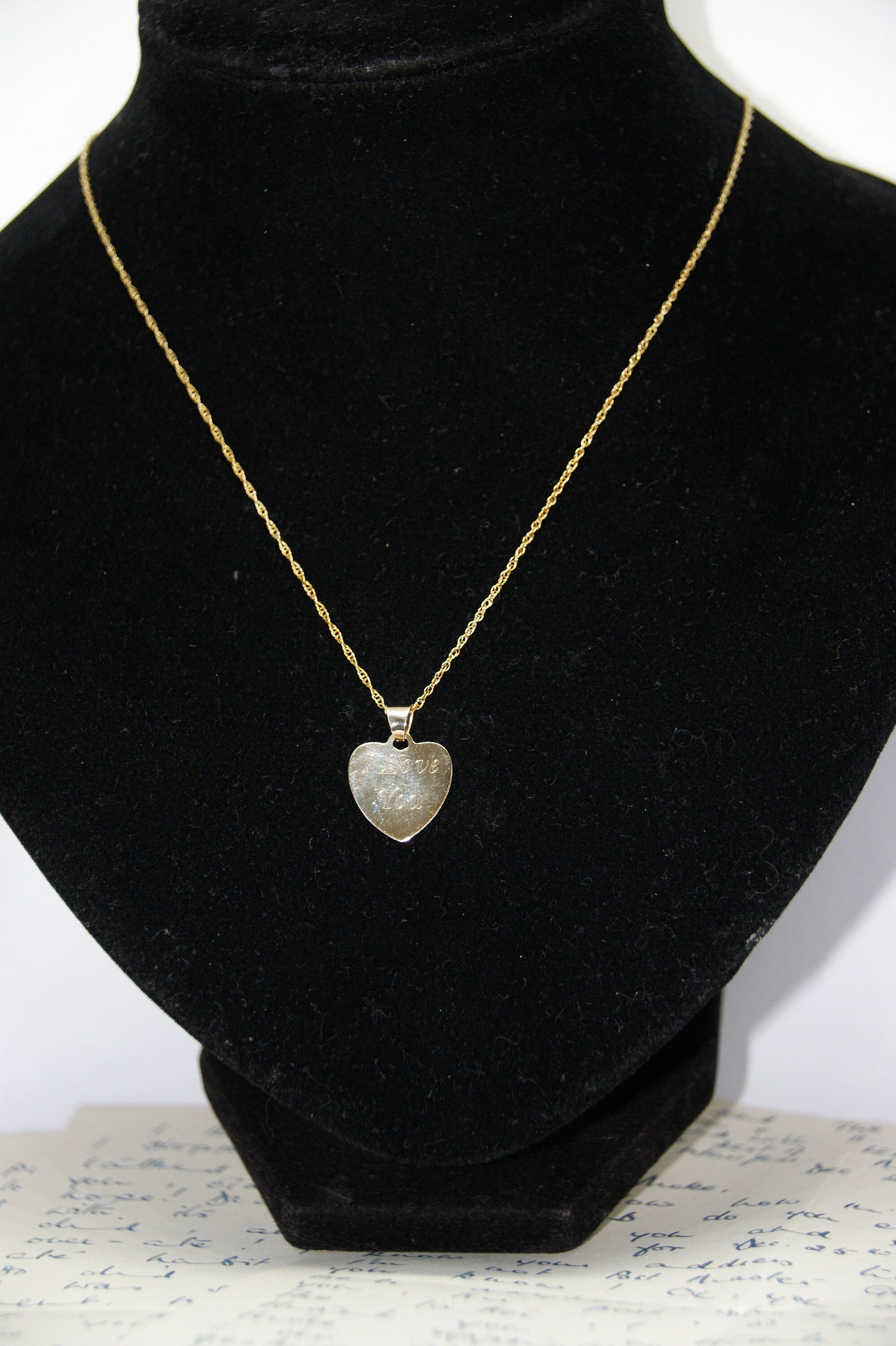 Vintage - 9ct Gold - I LOVE YOU - Heart Pendant & Chain - Etsy