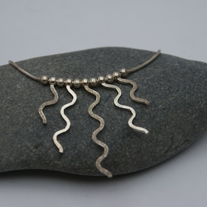 Unusual - Wavy Lines Design - Mid-century - Silver Necklace - Etsy