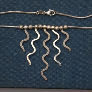 Unusual - Wavy Lines Design - Mid-century - Silver Necklace - Etsy
