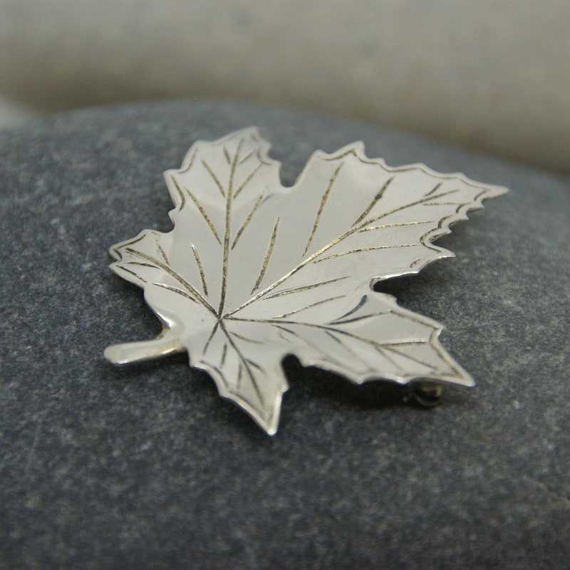 Sterling Leaf Pin - Etsy