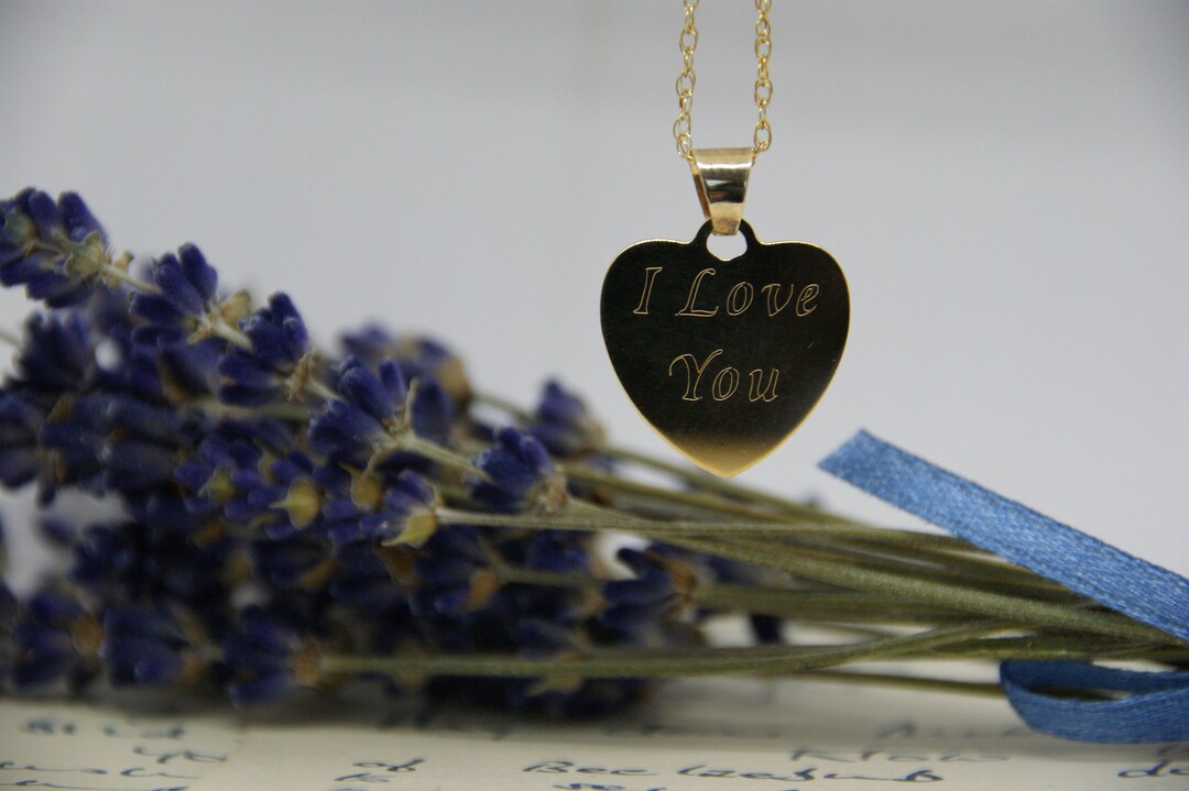 Vintage - 9ct Gold - I LOVE YOU - Heart Pendant & Chain - Etsy