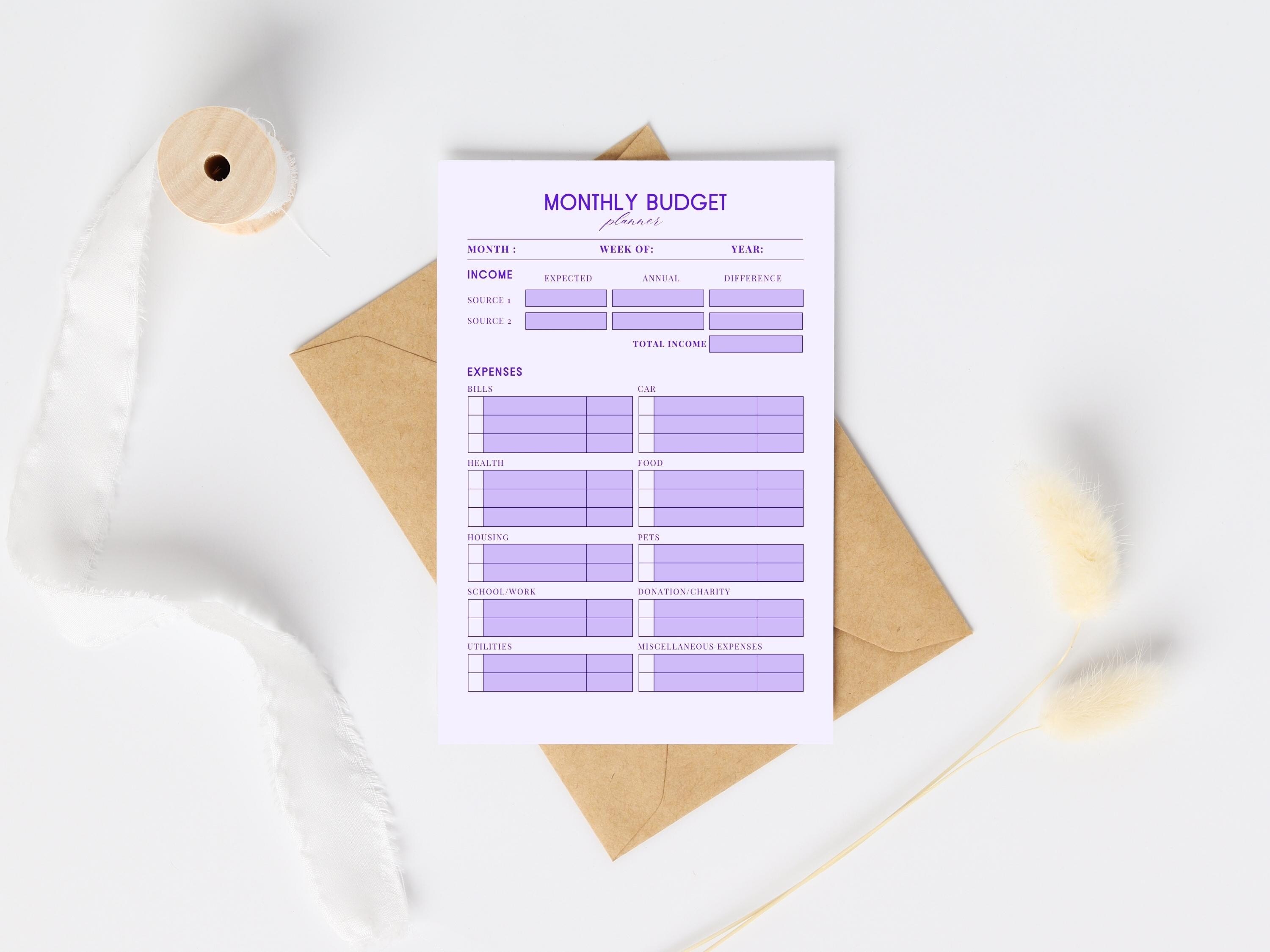 Monthly Budget Planner Printable PDF | Budget Sheet and Expense ...