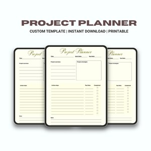 Project Planner PDF | Digital Planner, Printable Single-page Organizer ...